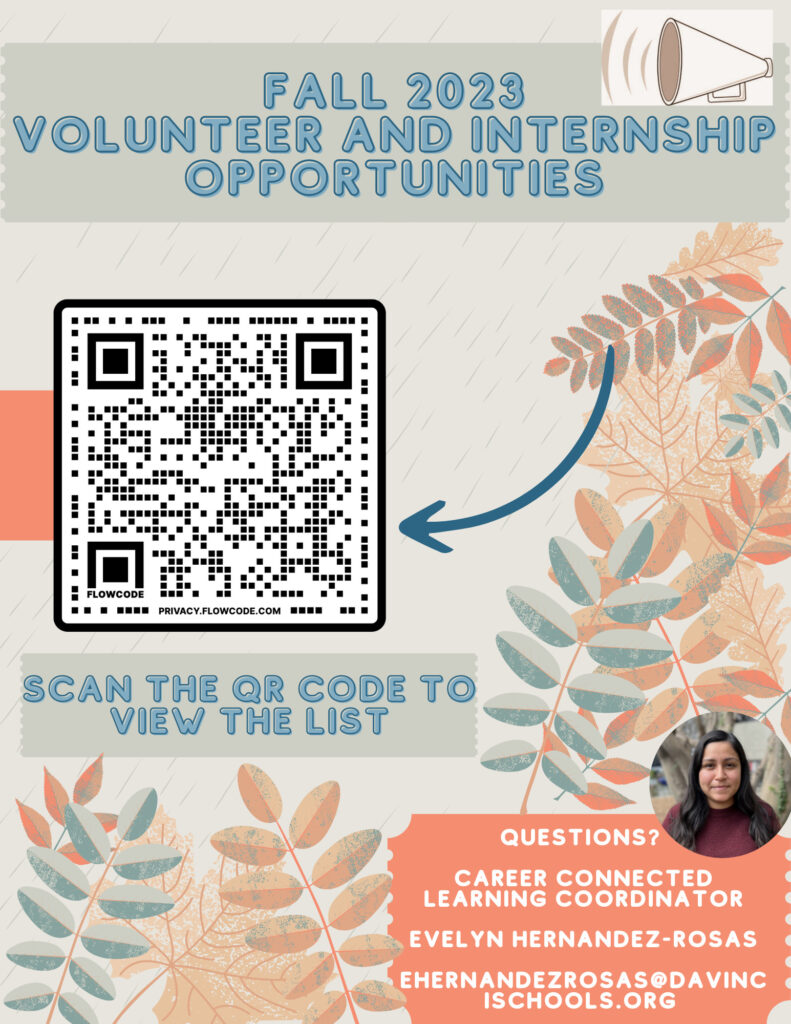 Fall 2023 Volunteer and Internship Opportunities – Da Vinci Connect High