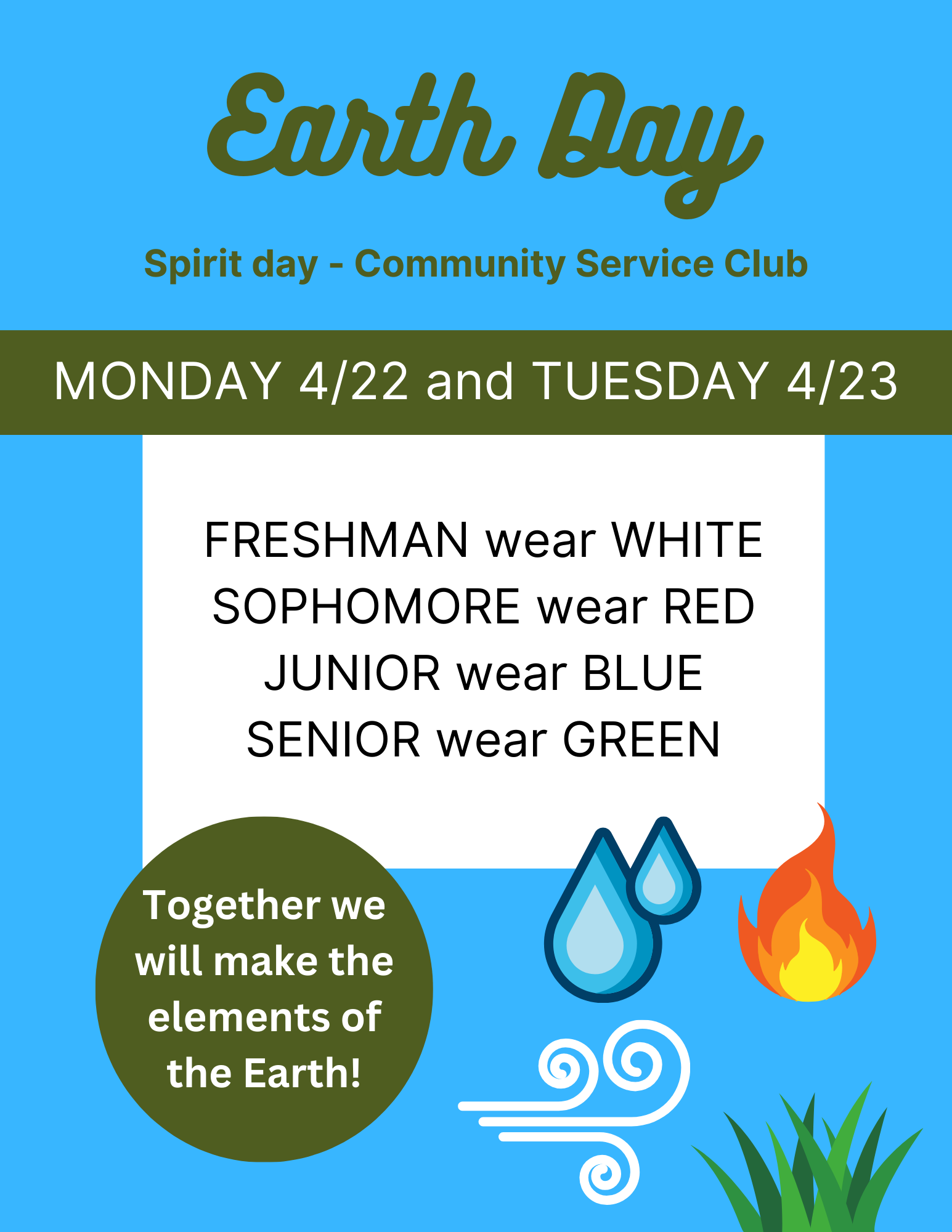 Earth Day Spirit Week presented by The Community Service Club – Da ...