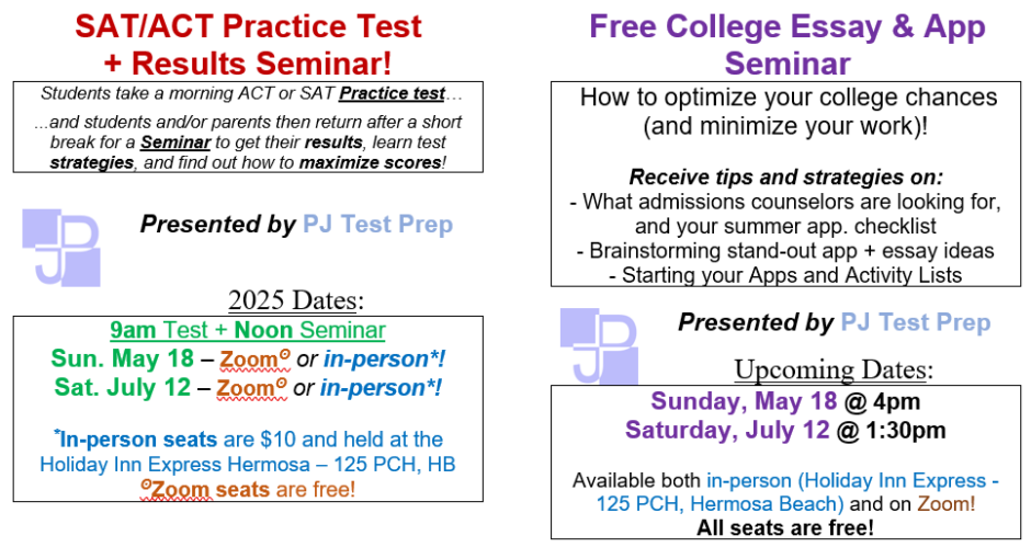 PJ Test Prep FREE SAT/ACT and College App/Essay EVENTS! – Da Vinci ...