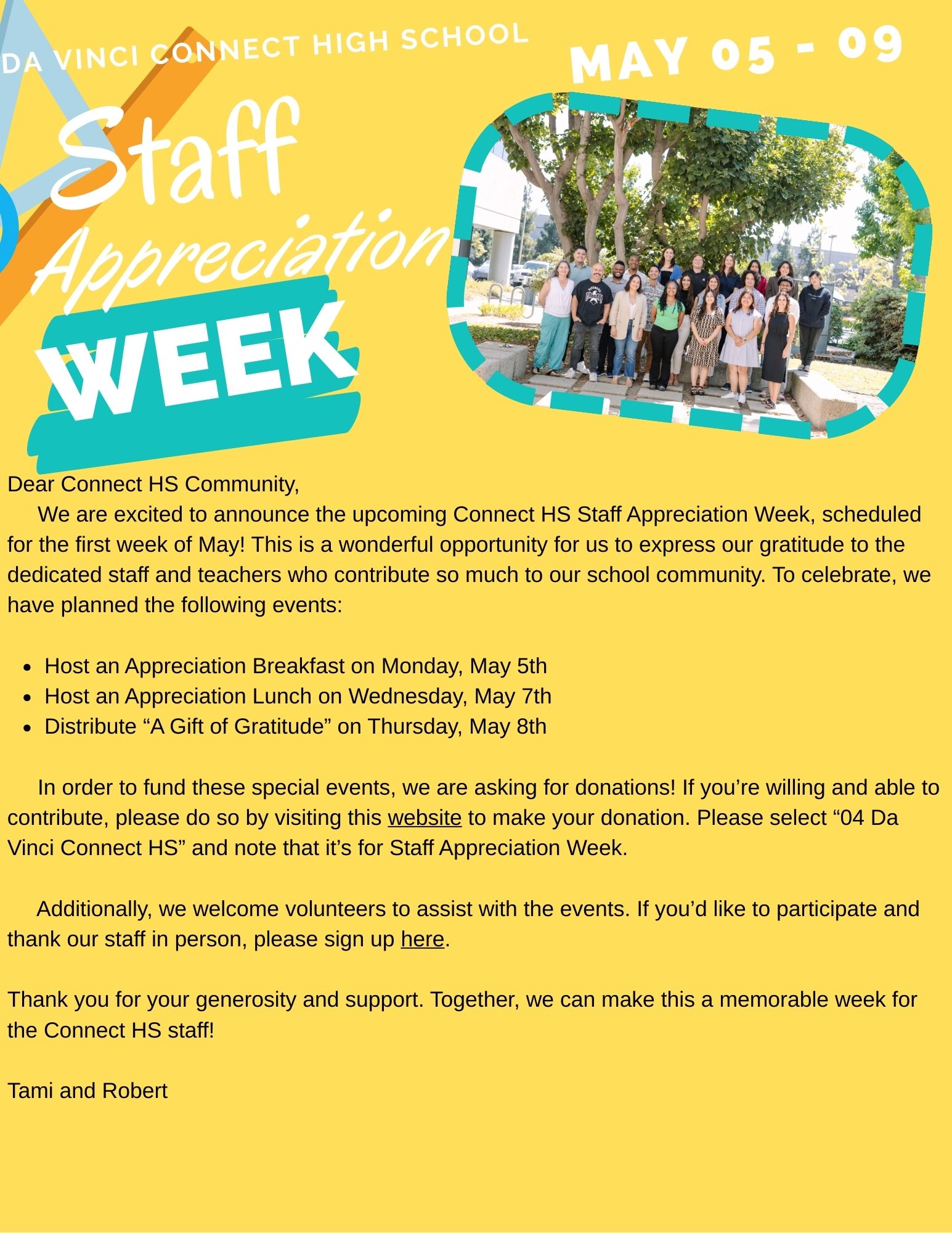 Connect HS Staff Appreciation – Da Vinci Connect High