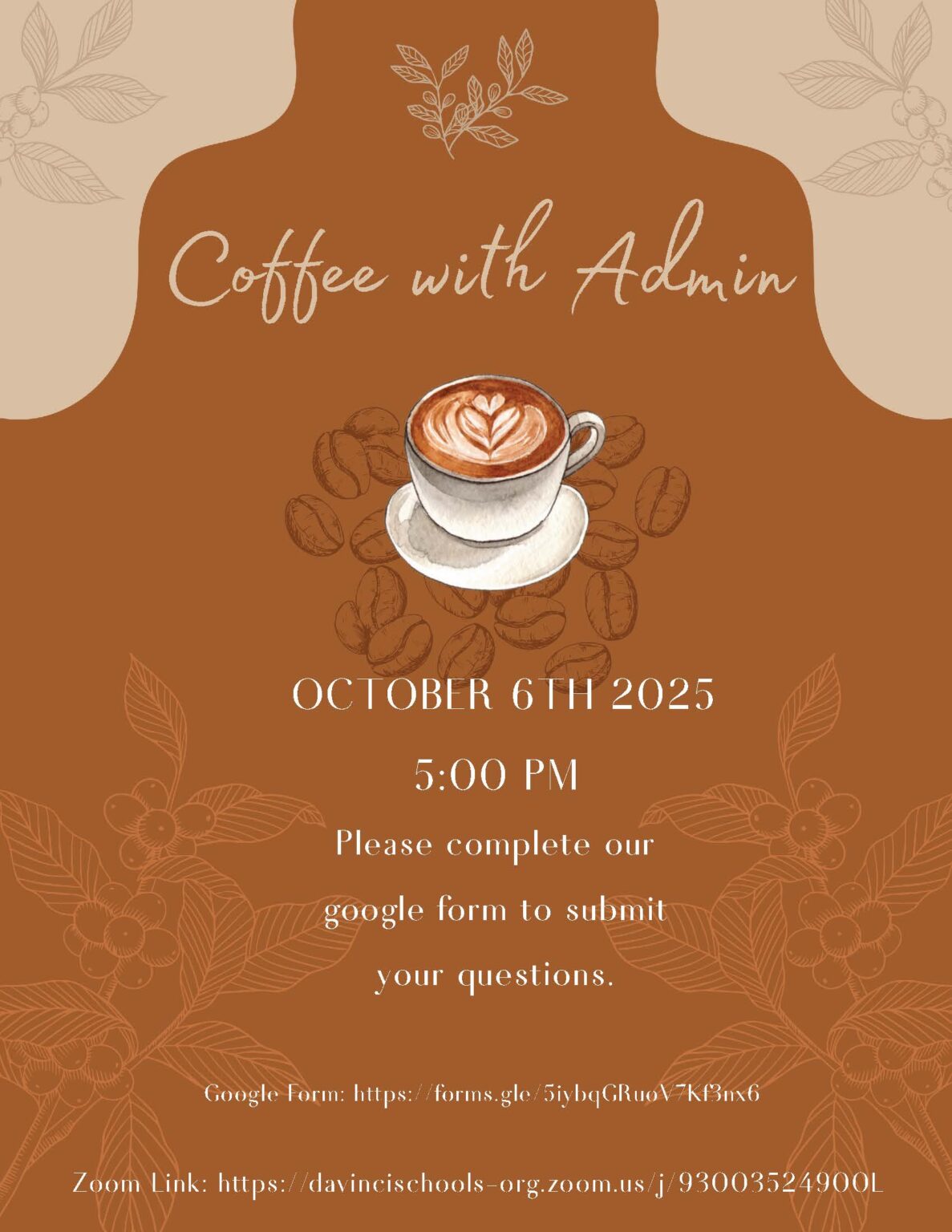 Connect High School Coffee with Admin – Da Vinci Connect High