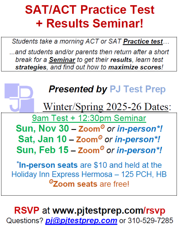 PJ Test Prep- free and low cost ACT/SAT Practice test and seminar! – Da ...